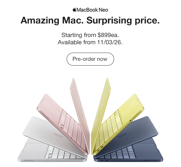 Meet the latest Mac. MacBook Neo. Available 11th March. - Harvey Norman AU
